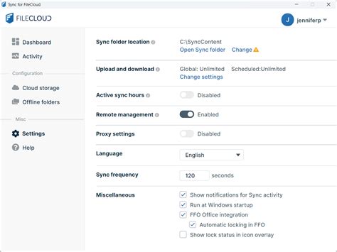 sync settings filecloud docs server