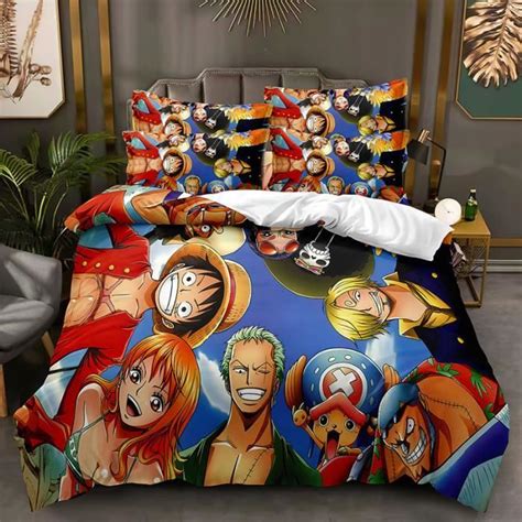 One Piece Luffy Animé 200 200cm Chopper Zoro Sanji Parure De Lit Avec