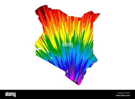 Kenya Map Is Designed Rainbow Abstract Colorful Pattern Republic Of