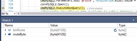 c get an incorrect blob value on database table when inserting to hot