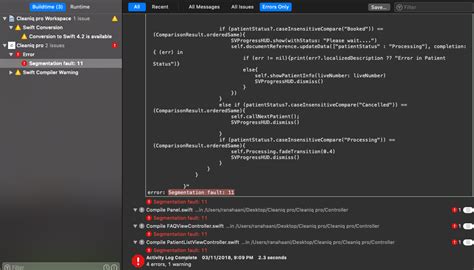 segmentation fault 11 xcode 10 r swift