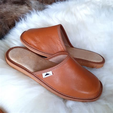 Mens Deluxe Handmade Mule Slippers Real Genuine Leather With Hard Eva
