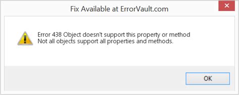 how to fix error 438 object doesn t support this property or method