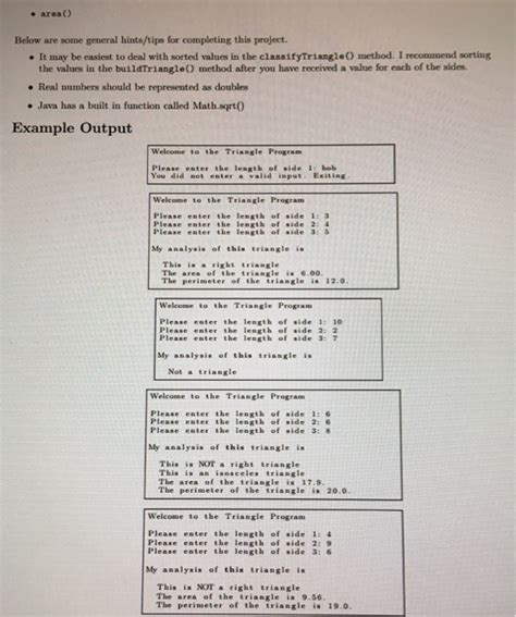 solved overview create a java class called triangle that