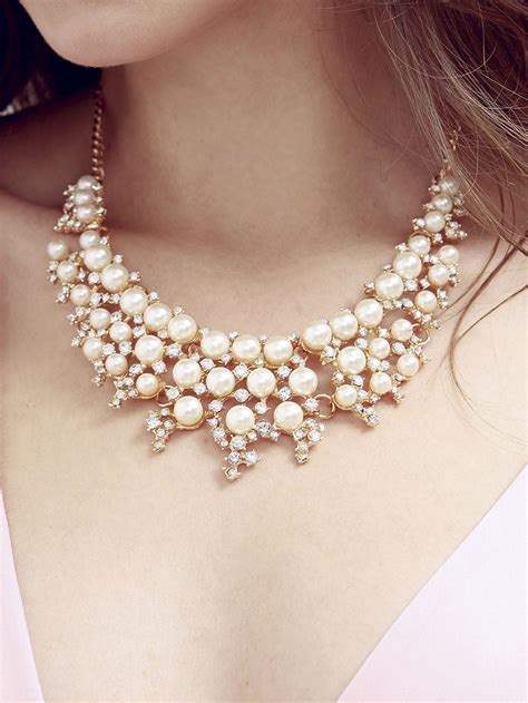 Shop Multilayer Pearl Chain Necklace Online Shein Offers Multilayer