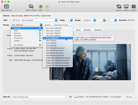 handbrake open source video transcoder
