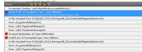 error invalid use of incomplete type