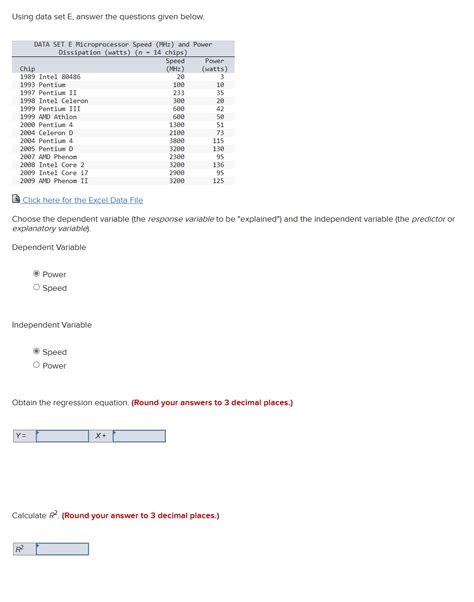 Solved Using Data Set E Answer The Questions Given Below