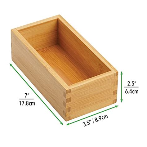 Mdesign Bamboo Storage Bin Container Drawer Organizer Crate Boxes For
