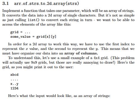 solved 3 1 arr of strs to 2d array strs implement a func