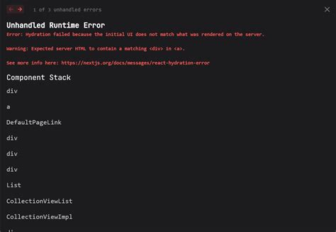 warning expected server html to contain a matching in · issue 501