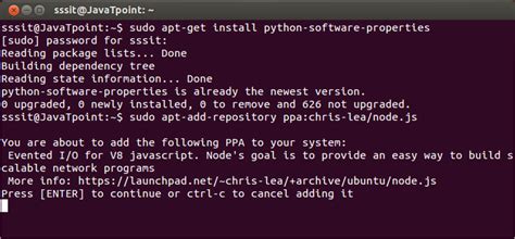 install node js on linux ubuntu centos javatpoint