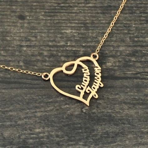 Couple Name Necklace Two Name Necklace Heart Name Necklace Name