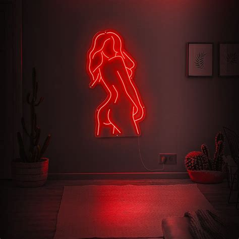 Custom Neon Sign Girl Woman Body Sexy Lady Elegant Nude Girl Etsy