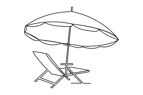 Premium Vector Continuous Out Line Art Drawing Of Beach Umbrella And