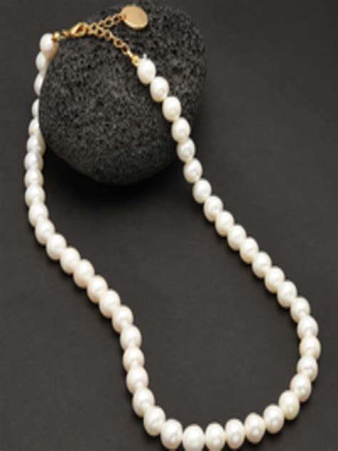 Buy Zaveri Pearls Gold Plated And Off White Freshwater Pearl Necklace