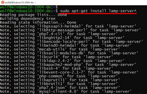 apache mysql und php in subsystem für linux 2 wsl2