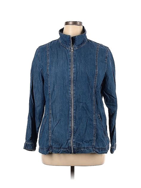 Karen Scott Solid Blue Denim Jacket Size Xl 67 Off Thredup