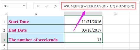 how to count the number of days workdays weekends