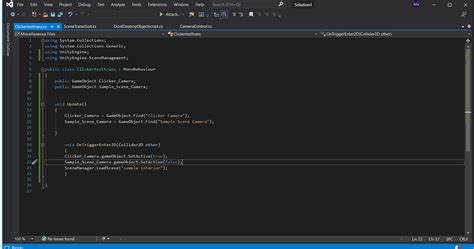 transitioning scene and enabling a certain camera and disabling another