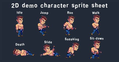 2d demo character sprite sheet 2d characters unity asset store