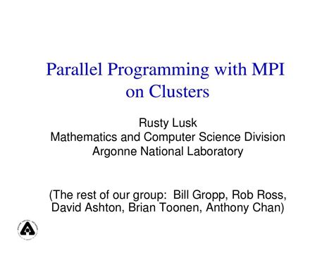 parallel programming with mpi on clusters word文档在线阅读与下载 无忧文档