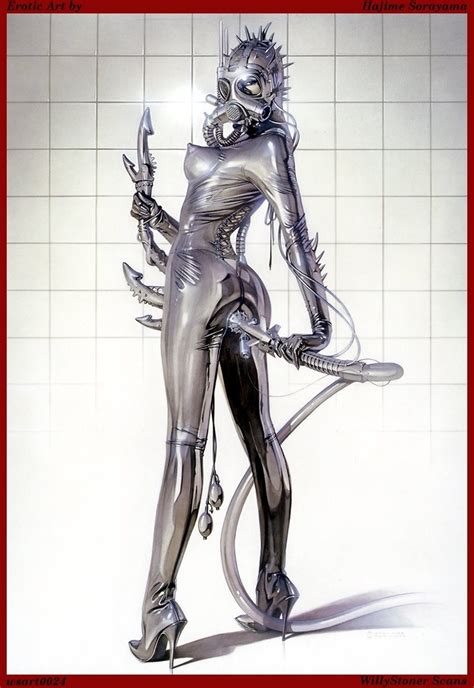 Rule 34 Bodysuit Bondage Dildo Female Gas Mask Hajime Sorayama