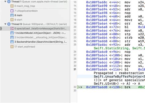 ios xcode exception stops at top of stack stack overflow