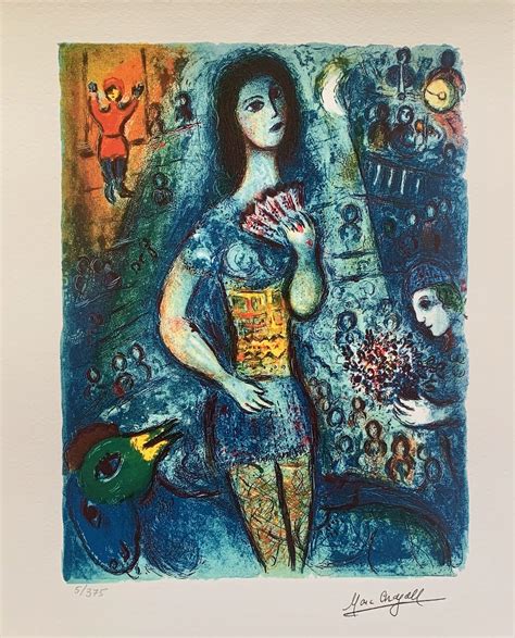 Marc Chagall Circus Fan Dancer Limited Edition Facsimile Signed Giclee