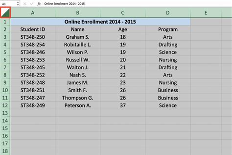 excel shortcuts to select rows columns or worksheets