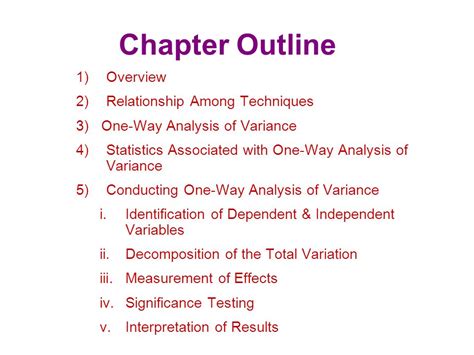 Analysis Of Variance And Covariance Chapter Outline 1 Overview 2