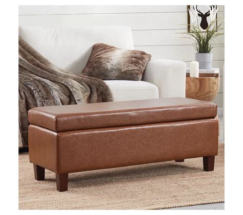 Ornavo Home Faux Leather Bench Storage Ottomanith Hinge Lid