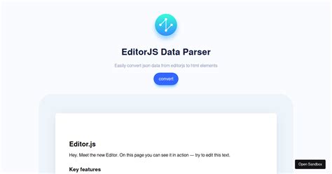 editor js data parser demo forked codesandbox
