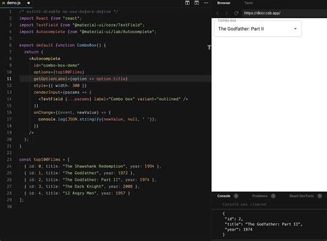 javascript get the id of the selected value with material ui