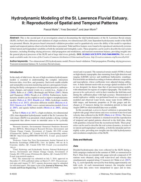 Pdf Hydrodynamic Modeling Of The St Lawrence Fluvial Estuary Ii