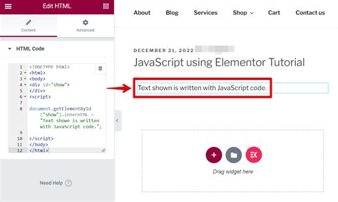 can i add javascript to elementor