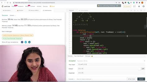 binary tree preorder traversal leetcode 144 python youtube