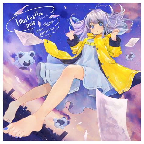 Safebooru 1girl 2018 Bangs Barefoot Blue Dress Blue Eyes Blue Nails