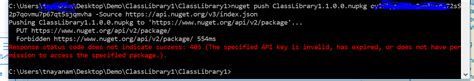 c not able to upload a nuget package stack overflow