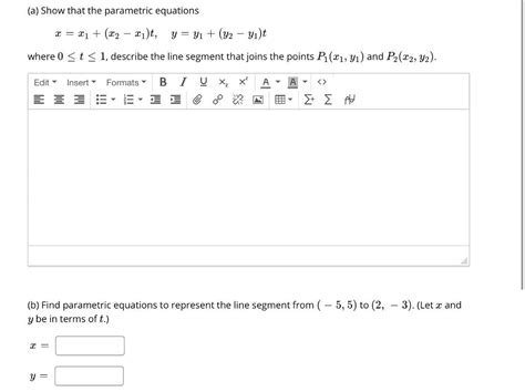 Solved A Show That The Parametric Equations X X1 X2