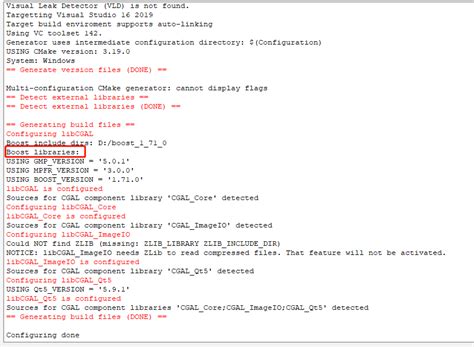 the boost library is empty when using cmake to build cgal project