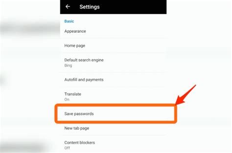 how to manage save passwords in edge android