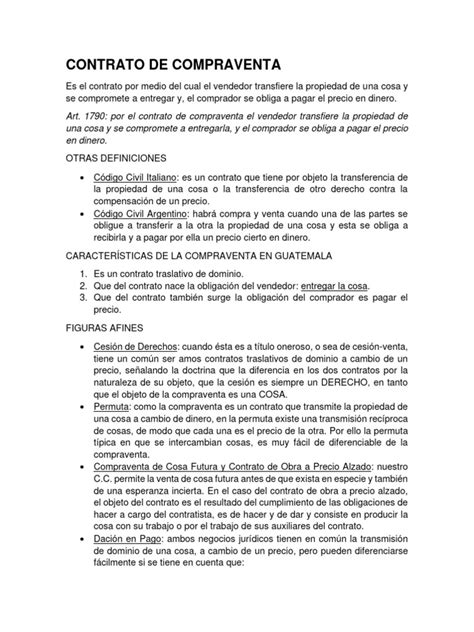 Contrato De Compraventa Pdf Derecho Contractual Conceptos Legales
