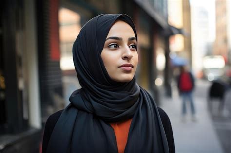 Eine Sehr Schöne Junge Frau Mit Einem Hijab Der Ihren Kopf Bedeckt