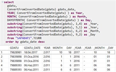 convert inverted date in sap hana database using sql