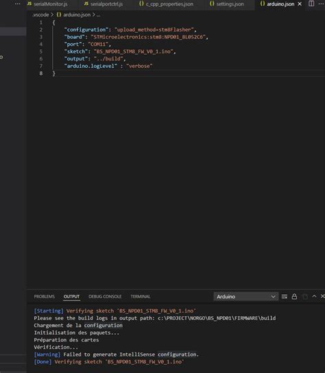 failed to generate intellisense configuration with stm8 core · issue
