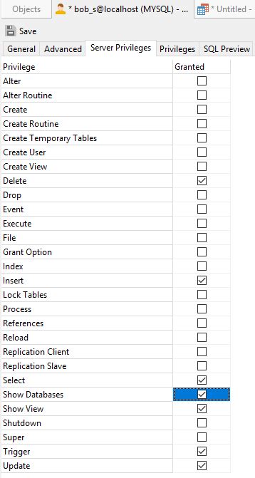 hiding databases from users in mysql