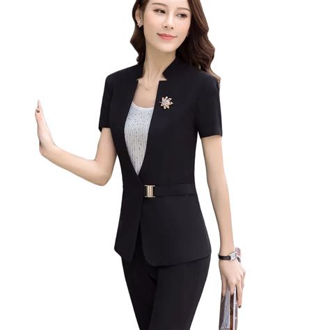 2018 Formal Blazer Set Ol Slim Career Women Business Pant Suits Elegant