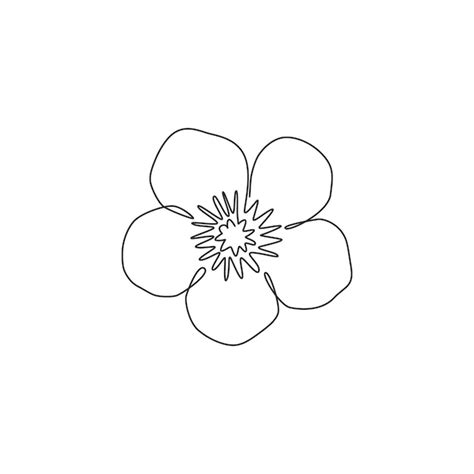 Premium Vector One Continuous Line Drawing Beauty Buttercup Fresh Top