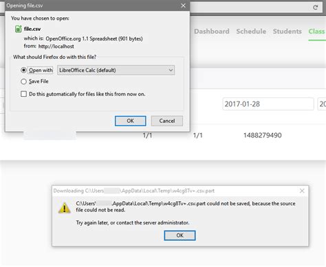 php get error when trying to download a csv file created